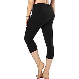 Neonysweets Womens Capris Active Running Workout Yoga Pants (Large, Black)