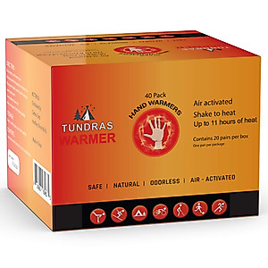 Hot Hand Warmers 11 Hours Long Lasting - 40 Count - Natural Odorless Safe Single Use Air Activated Heat Packs for Hands, Toes and Body - Up to 11 Hours of Heat - TSA Approved