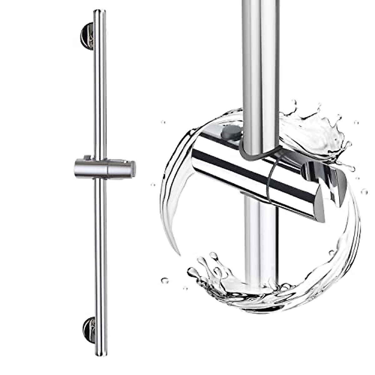 BANGPU Chrome Shower Slide Bar, Bathroom Shower Slide Bar with Adjustable Handheld Shower Holder, Stainless Steel Slide Slide Bar Wall Mount