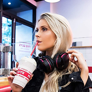 ZPVGZY Yagoolh E8 Bluetooth Headphones Wireless Headphones Active Noise Cancelling Headphones Over Ear with Microphone, Soft Protein Earpads, 30 Hours Playtime for Travel/Work (Rose Red)