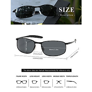 AEVOGUE Polarized Sunglasses For Men Rectangle Metal Frame Retro Sun Glasses AE0395 (Black, 59)