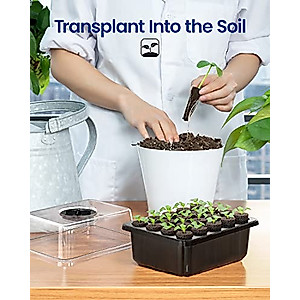 iDOO Seed Starter Tray with Grow Sponges, 20 Cells Reusable Seed Starter Kit with Humidity Dome, Base Mini Greenhouse Germination Kit for Seeds Growing Starting