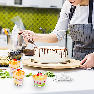 100 Sets Square Dessert Cups with Lids and Spoons Including 50 Pcs 5 oz Clear Yogurt Parfait Cups with Lids 50 Pcs 7oz Small Plastic Dessert Cups Glass Mini Shooter Cups Container for Ice Cream Bowl