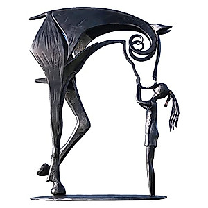 JACE Kiss Horse Sculpture, Modern Metal Horse Statue, Rustic Metal Art Gift, for Indoor Outdoor Home Garden Decoration (Kissing Horse)