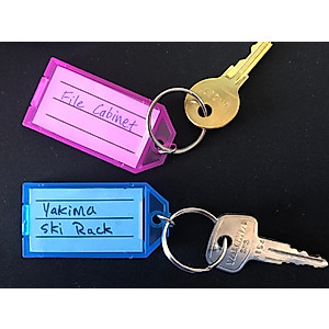 Cuttte 20 Pack Plastic Key Tags with Container, Key Labels with Ring and Label Window, 5 Colors