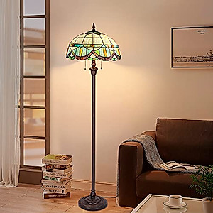 Thatyears Tiffany Floor Lamps Victorian Style Style Stained Glass 16X16X65 Inches Antique Pole Standing Reading Lamps Decor Living Room Bedroom Home Office