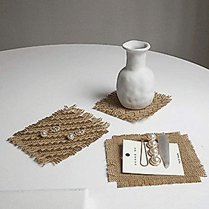 Cabilock Car Coasters Linen Placemats 8Pcs Linen Coasters Retro Square Placemats Farmhouse Cup Mat Decorative Table Mat Drink Hot Pads for Dining Room Kitchen Jute Placemat Car Cup Coasters