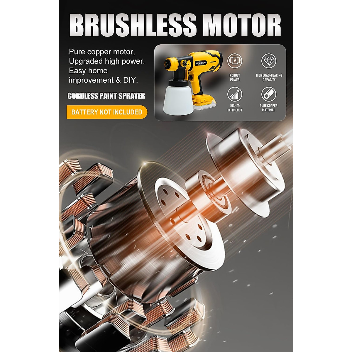 Cordless Paint Sprayer for DeWo1t 20V Max Battery (Battery NOT Included), HVLP Spray Paint Gun