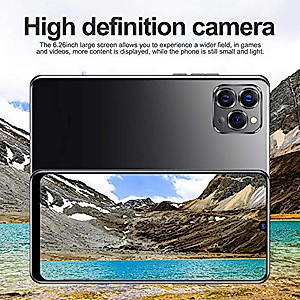 ariarly Unlocked Smartphone, IP12 PRO + 6.26in Screen Android Cellphone with Face Recognition, Dual Card Dual Standby Mobile Phone,128GB of Expandable Storage, Black