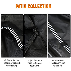 proxoutdoor 36 Inch Fire Pit Cover Square Patio Table Cover Waterproof Windproof Fireplace Cover With Buckles & Adjustable Drawstring & Air Vents - Black