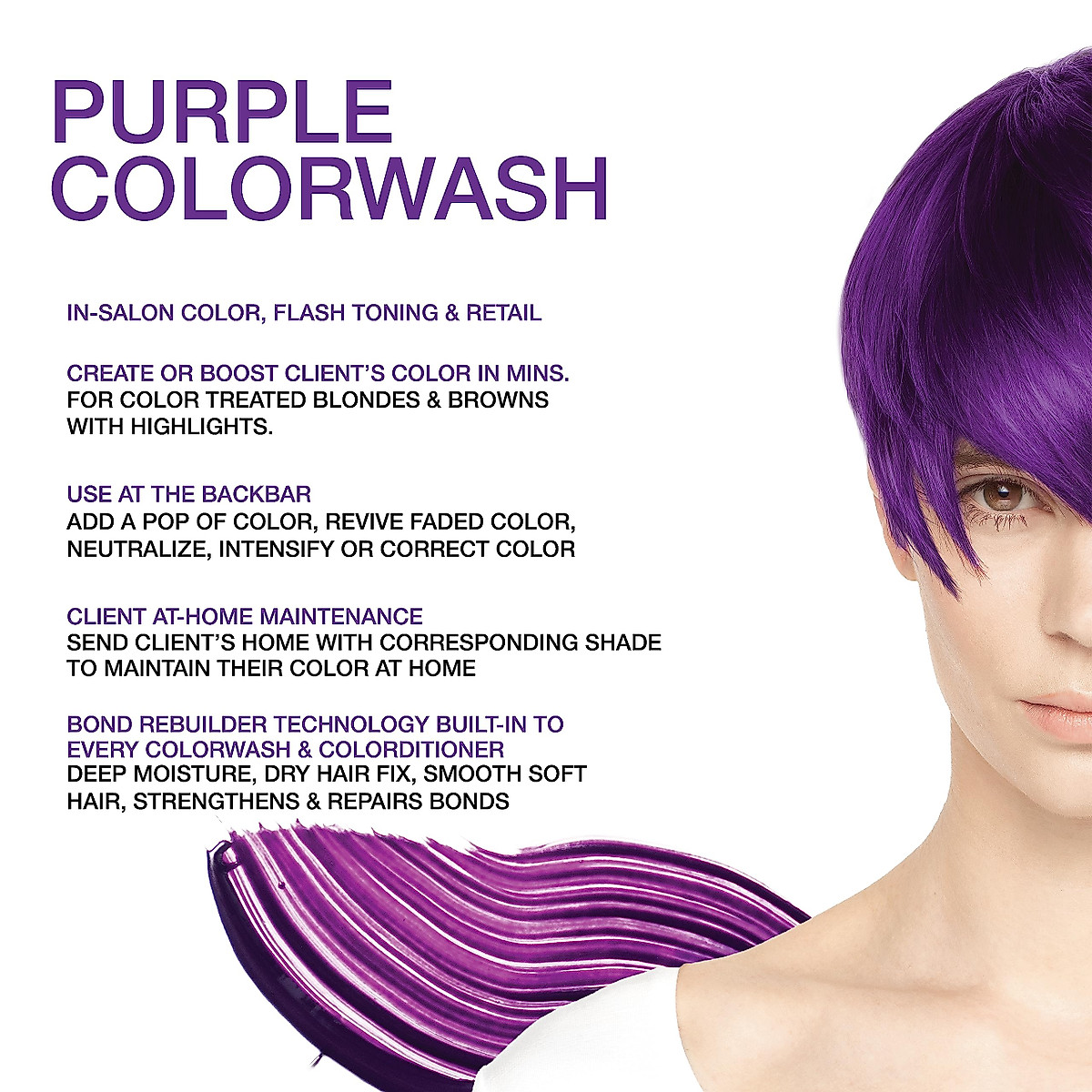 Celeb Luxury Viral Purple Colorwash, Color Depositing Shampoo with Bondfix Bond Rebuilder, Semi Permanent Hair Colour Glaze, Vegan Hair Dye, Maintains and Refreshes Bold Purple Color