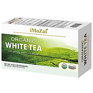 Imozai Organic White Tea Bags 100 Count Individually Wrapped