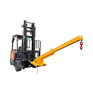 BREVELTION 4400LB Adjustable Forklift Mobile Crane, Lifting Forklift Extension Attachments, Fix Angle Jib Boom Crane, W/Telescopic Boom and Hook, for Forklift Towing Handling 63in to 98in Extended Arm