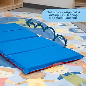 Children’s Factory 2 Inch Thick Rest Mats for Preschool, 4-Section Nap Mats for Daycare, Nursery, Classroom, Red-Blue, 5 count (Pack of 1)