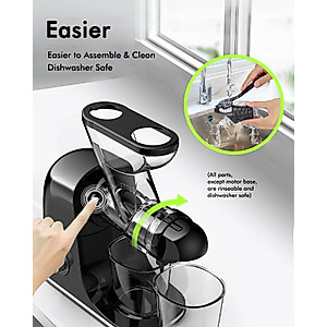 SiFENE Cold Press Juicer Machine, Compact Single Serve Slow Masticating Juicer, Vegetable and Fruit Juice Extractor Maker Squeezer, Easy to Clean, Non-BPA (Black)