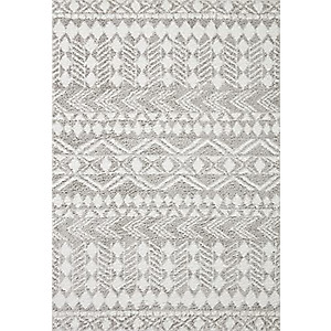 Loloi II Bliss Shag Grey/White 5'-3" x 7'-6" Area Rug