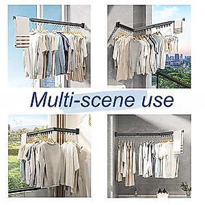 Lora Dew Clothes Rack,Drying Rack Clothing Wall Mounted,Collapsible Drying Racks for Laundry,Hanging Racks for Clothes,Retractable Laundry Hanger Rack Indoor,Grey