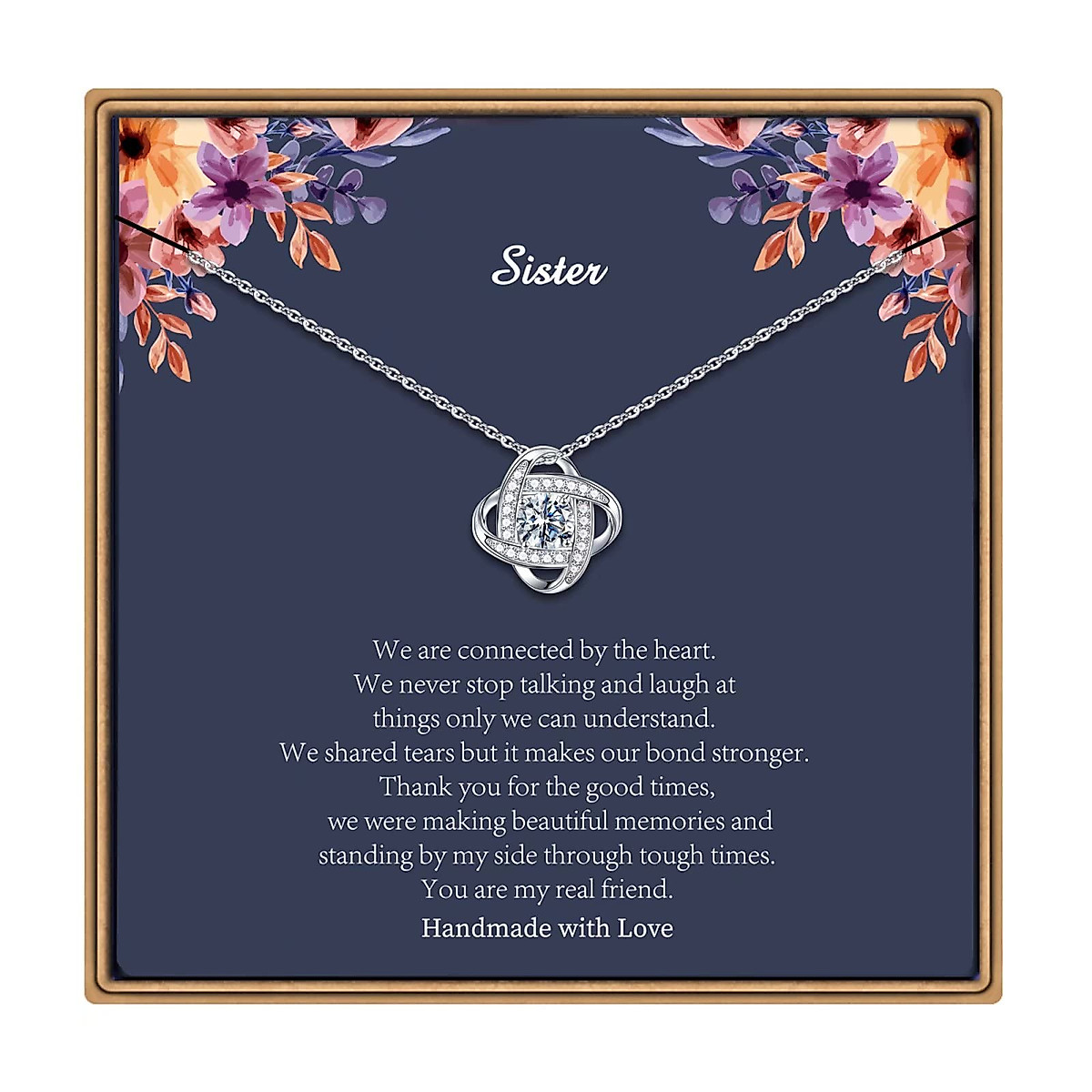 IEFLIFE Sisters Gifts Sister Necklace, Silver Love Knot Necklace Sister Jewelry Mothers Day Valentines Gifts Sister Gifts from Sister for Her