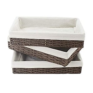 YRJJ Paper Rope Woven Storage Baskets, Delicate Storage Box for Shelves/Bathroom/Kitchen/Living Room/Office Desk/Bedroom. (Cube-Brown)