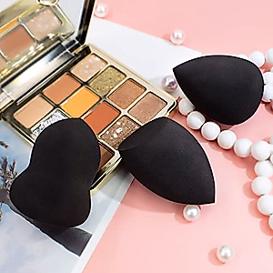 BEAKEY 3+1 Pcs Makeup Sponges with Kabuki Contour Brush, Beauty Sponge Blenders with 3 Shapes for Liquid Foundation, Cream and Powder (3 Sponges+ 1 Contour Brush)