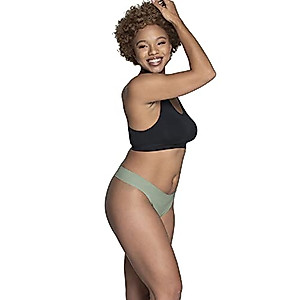 Fruit of the Loom Women's No Show Seamless Underwear, Amazing Stretch & No Panty Lines, Available in Plus Size, Thong-3 Pack-Mango/Nude/Blue, 6