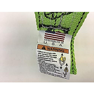 Safe 'n Secure 8 Point Heavy Duty Hi Viz Diamond Weave 18' Strap Kit for Rollback/Flatbed Tie Downs with 12" Chain Tail