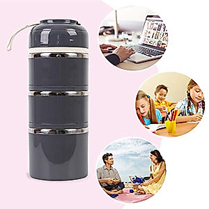 HOMESPON Cute Lunch Box Insulated Lunch Bag Bento Box Food Container Storage Boxes With Spoon For Adults Office Camping (3 Tiers(grey)) …