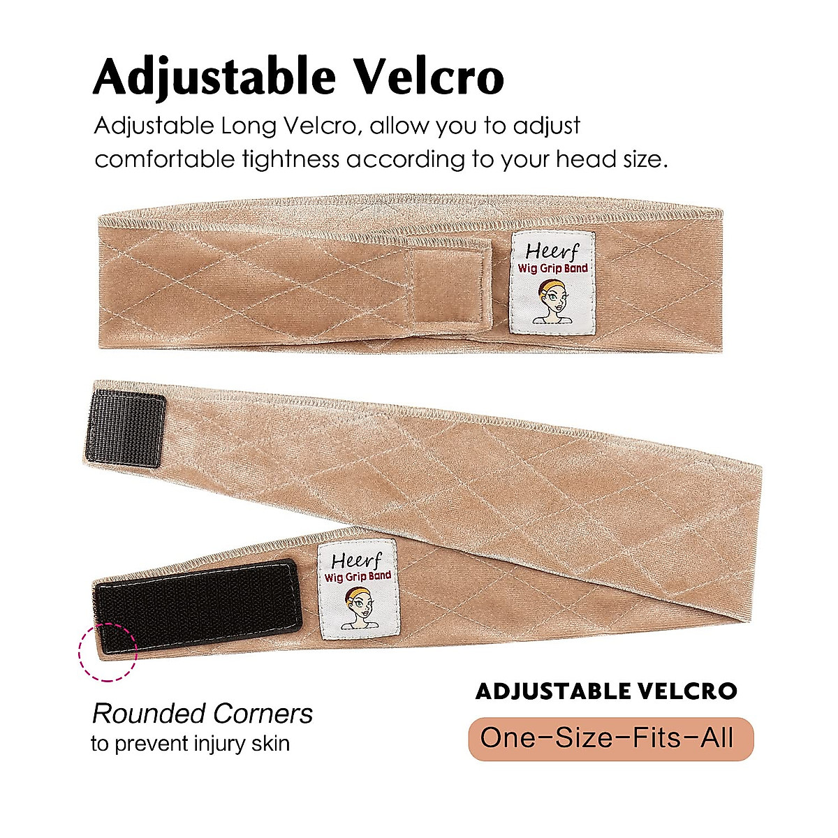 Adjustable Velvet Wig Grip Comfort Band, Wig Liner Headband, Headband Holder for Wigs for Men Women 2 Pack