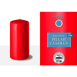 HYOOLA Red Pillar Candles 2-inch x 4-inch - Unscented Pillar Candles - Set of 4 - European Made