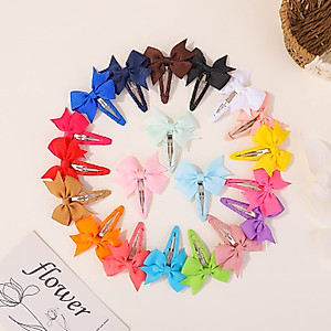 40PCS Snap Baby Hair Bows Clips for Girls Grosgrain Ribbon Fully Wapped 2 Inch Infant Hair Barrettes Accessories for Baby Girls Newborns Toddler