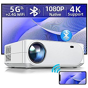 Projector with 5G WiFi and Bluetooth 5.1, ACROJOY Native 1080P Mini Projector 4K Support with 120" Screen & 400" Display, Outdoor Movie Home Theater LED LCD Projector Compatible with TV Stick/HDMI/USB