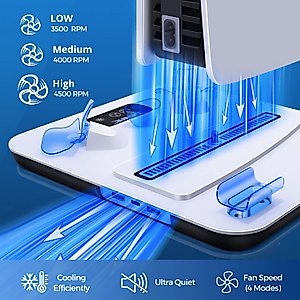 TNP Cooling Stand for PlayStation 5 with Cooling Fan & Charging Station - 4 Speed Modes Cooling Fan for PS5, Multiple Controller Charger Stand for PS5 Controllers, Display Stand for PS5 Headset
