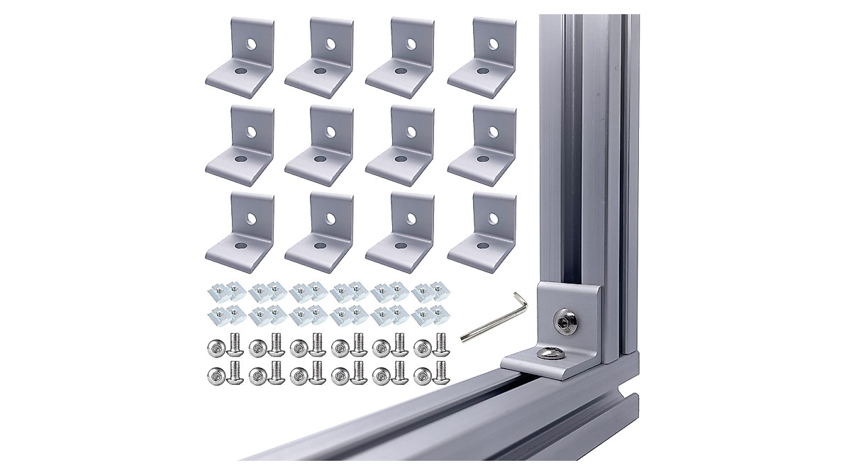 JCSPBYL 12 Set Silver 2020 Series Aluminum Profile Connectors, 12pcs L ...