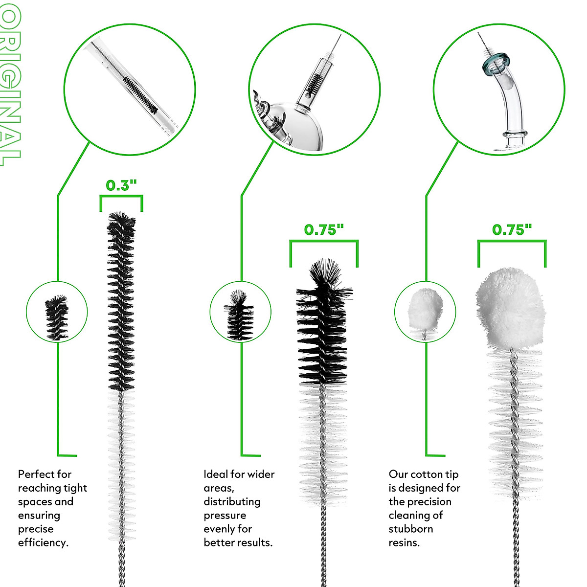 Pipe Perfect | Original (Mid-Sized) | 7pcs Multi-Purpose Brush Pack | Pipe Cleaner for Small Pipe and Tube Cleaning Brush Kit