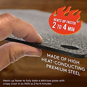 Pizza Steel for Oven, High Performance Steel Pizza Stone with Pizza Recipe book, Felt Storage Bag, Pastry Baking Mat, 2-in-1 Bench Scraper Tool, Crispy Pizza in Just 2-4 Min (five pieces pizza steel)