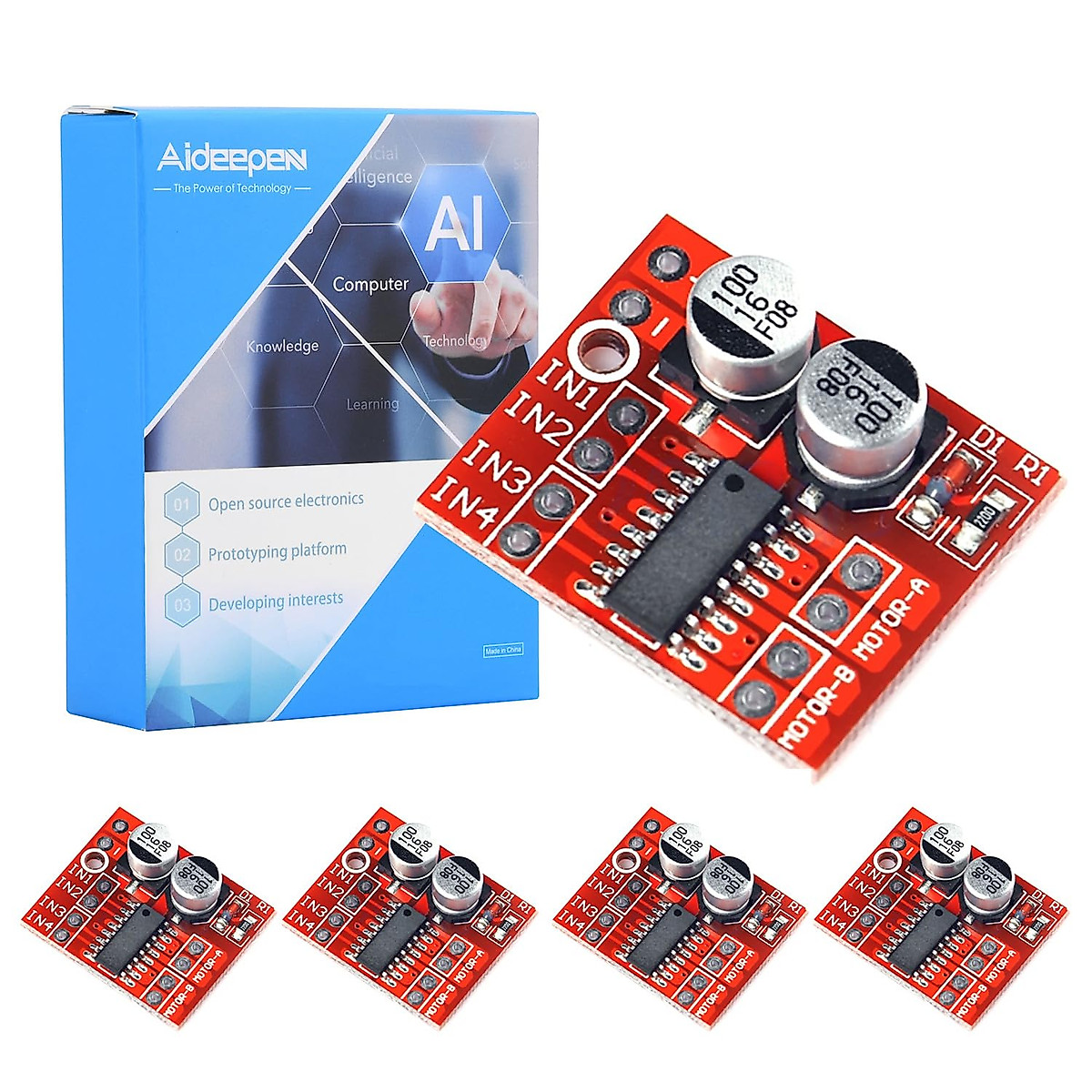 Aideepen 5pcs Dual H-Bridge DC Stepper 1.5A 2 Way DC Motor Driver Module Replace Stepper L298N for Smart Car Power