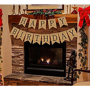 Burlap Happy Birthday Banner, Assembled Birthday Party Decorations for Men Women