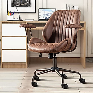 ovios Home Office Desk Chairs Ergonomic Office Chair Modern Computer Desk Chair Suede Fabric Desk Chair for Executive Home Office (Dark Brown)