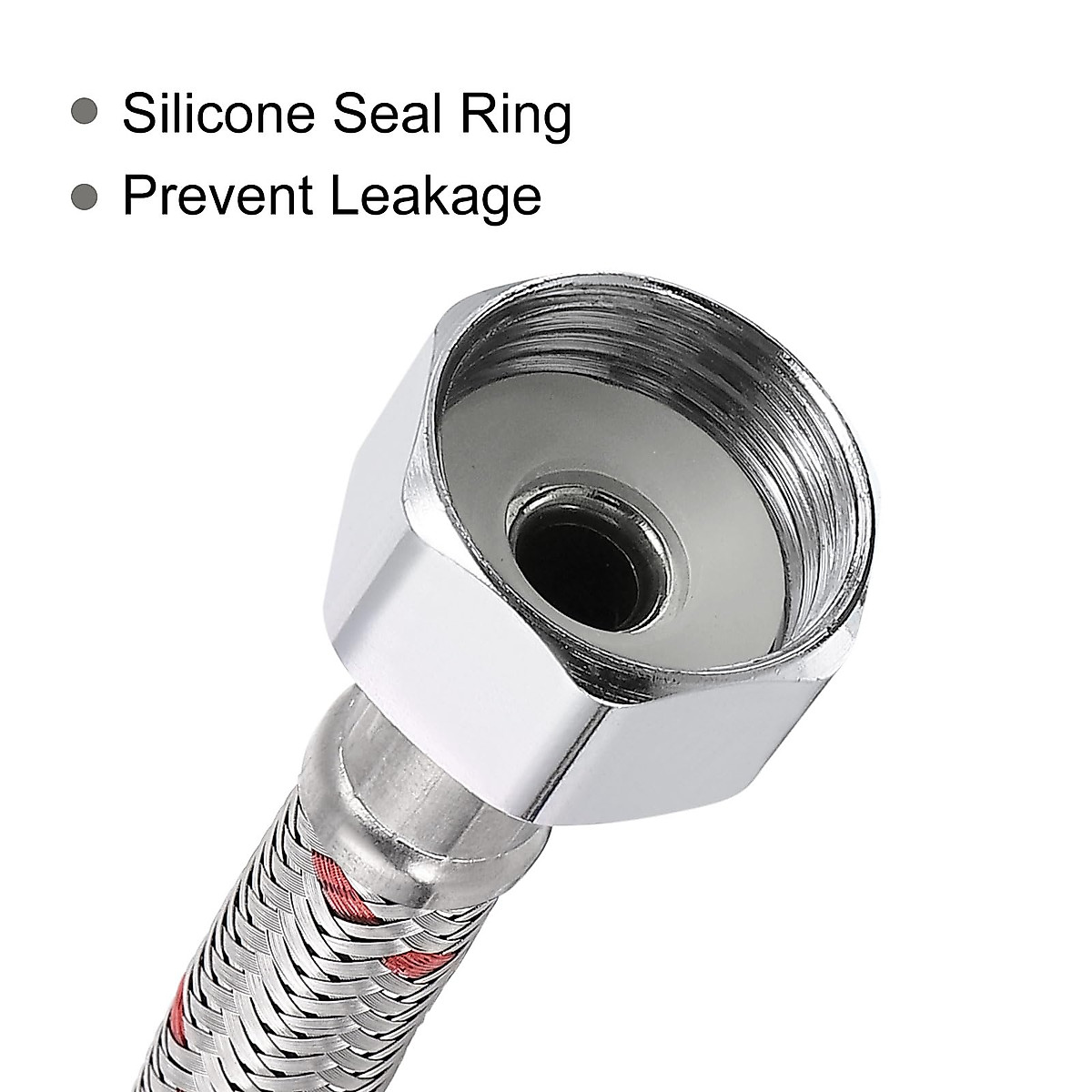 uxcell 24 Inch Long Faucet Supply Line Connector, 2pcs G1/2 Female Compression Thread x M10 Male Connector Braided 304 Stainless Steel Water Supply Hose