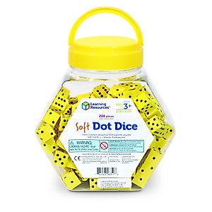 Learning Resources Hands-On Soft Dot Dice Bucket, Set of 200, Ages 3+, Classroom or Homeschool Supplies, Back to School Supplies,Teacher Supplies