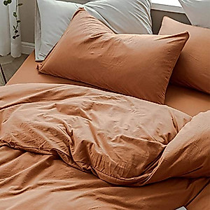 AMWAN Jersey Knit Cotton Duvet Cover Set Solid Pumpkin Color Bedding Set Luxury Soft Knit Cotton Comforter Cover King Size 3 Piece Bedding Set 1 Duvet Cover 2 Pillowcases King Duvet Cover Set