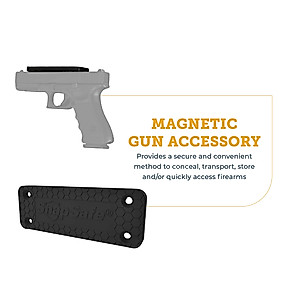 SnapSafe Magnetic Gun Mount 75912-Non-Scratch Rubber Coated Gun Magnet Mount for Pistols, Handguns, Revolvers, & Firearm Accessories - Magnetic Gun Holder Rated for 43 Pounds, Includes Mounting Screws
