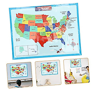 1 Sheet United States Map Usa Map Cartoon Posters Classroom Geography Poster Learning Posters Portable Poster Synthetic Paper Cartoon Preschool Flip Chart
