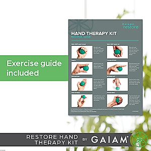 Gaiam Restore Hand Therapy Exercise Ball Kit - 3-Level Hand Grip Strengthener Massage Balls (Soft, Medium, Firm) for Physical Therapy & Hand Pain Relief, Ease Muscle Tension with Hand Balls - Set of 3