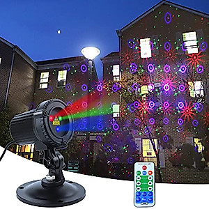 MHAZDZE Outdoor Laser Christmas Projector Lights 18 Pattern Decorative Laser Projector for Home and Garden
