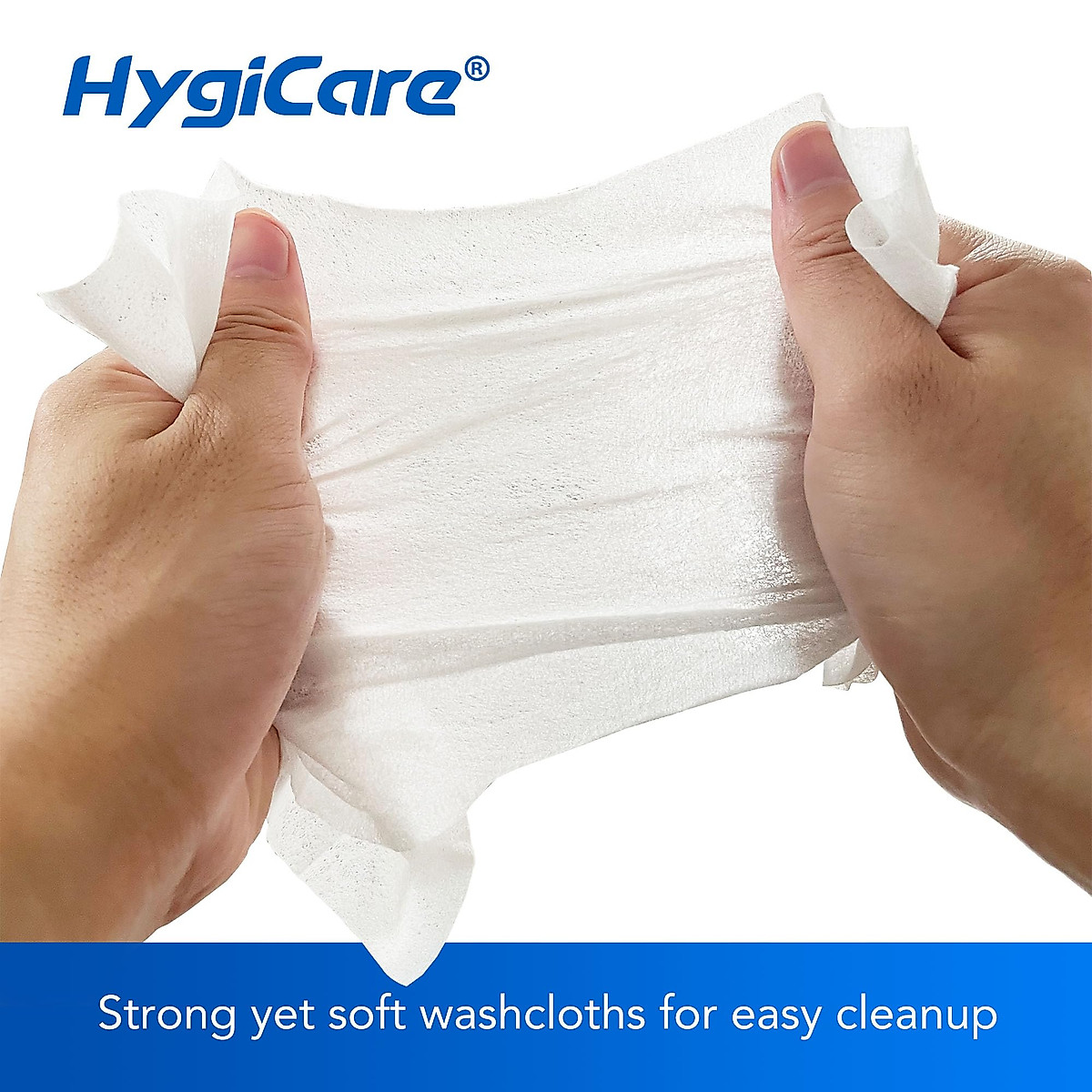 HygiCare Adult Washcloths Body Wipes 250 Count Fresh Scent 12"x8" Flip Top, Strong Yet Soft, Perfect for Incontinence Cleansing, Clinic, Nursing Home, Hospital, Camping, Travel, Gym