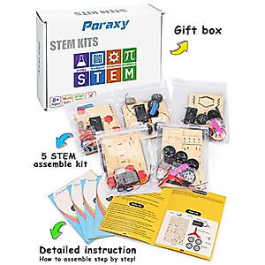 5 in 1 STEM Kits, STEM Projects for Kids Ages 8-12, Wooden Model Car Kits, Gifts for Boys 8-12, 3D Puzzles, Science Educational Crafts Building Kit, Toys for 8 9 10 11 12 13 Year Old Boys and Girls