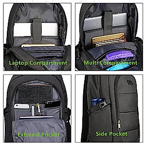 QWARVEL Laptop Backpack with USB Charging Port, Travel Laptop Backpack, Fashion Computer Backpack, 15.6 Inch Men's Ladies Computer Backpack, Black