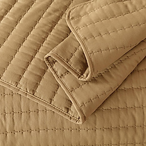 Pumpkin Yellow King Size Quilt Bedding Sets with Pillow Shams, Mustard Lightweight Soft Bedspread Coverlet, Quilted Blanket Thin Comforter Bed Cover for All Season, 3 Pieces, 104x90 inches