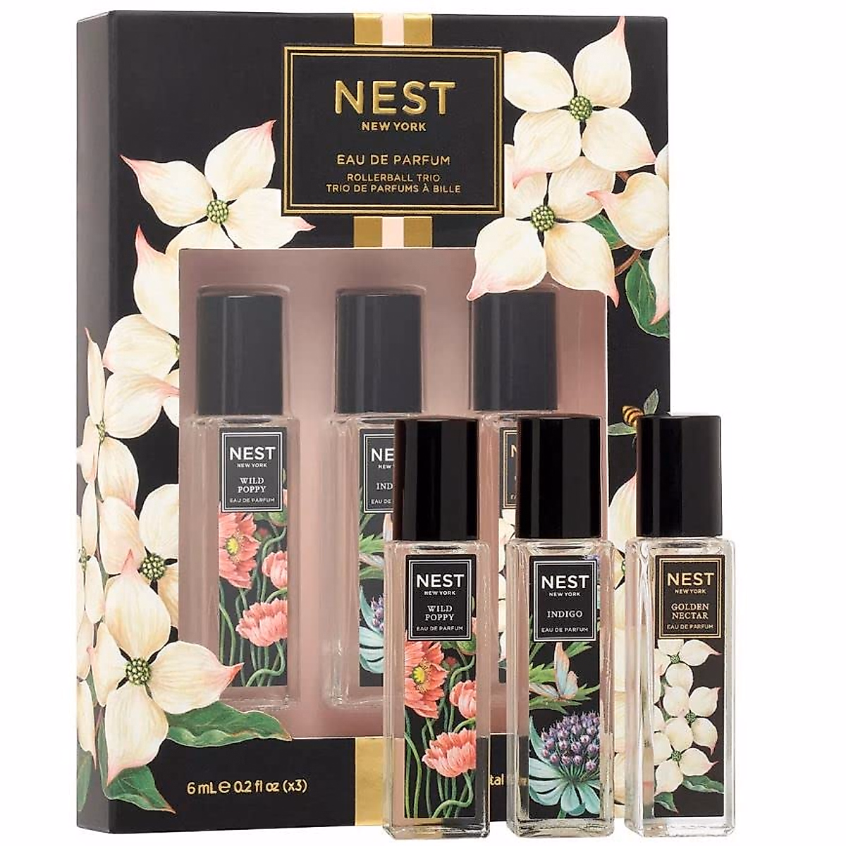 Nest New York Rollerball Trio Womens Perfume Includes Wild Poppy, Golden Nectar, Indigo Eau De Parfum (3 X 0.2 Ounce)